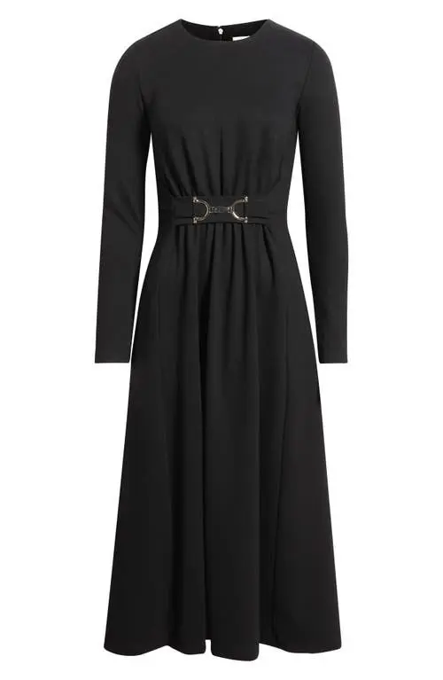 Anne Klein Long Sleeve Fit & Flare Midi Dress