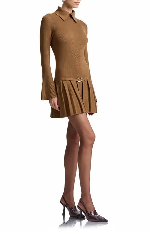 Avec Les Filles Drop Waist Pleated Sweater Dress