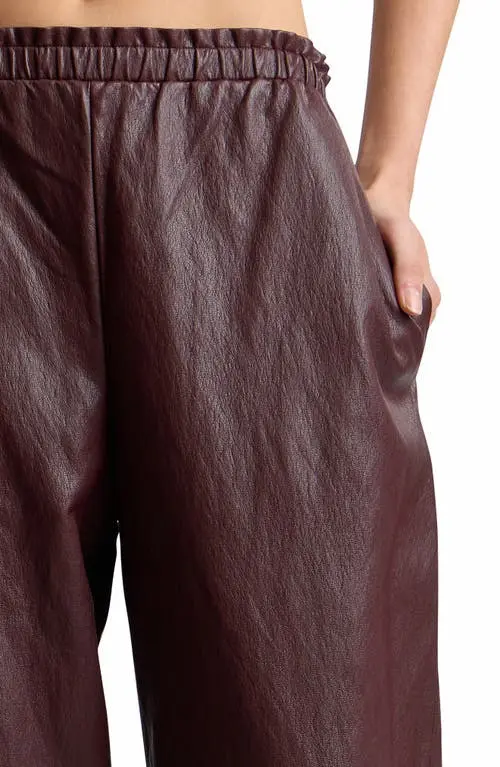 Avec Les Filles Elastic Waist Faux Leather Balloon Pants