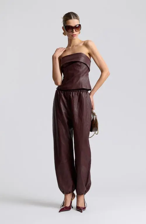 Avec Les Filles Elastic Waist Faux Leather Balloon Pants