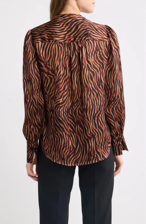 Anne Klein Pleat Front Split Neck Top