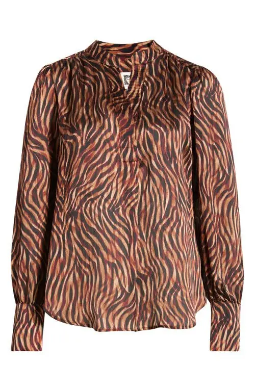 Anne Klein Pleat Front Split Neck Top
