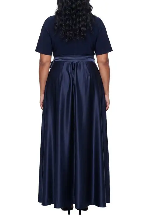 Alex Evenings Mixed Media Surplice Neck Gown