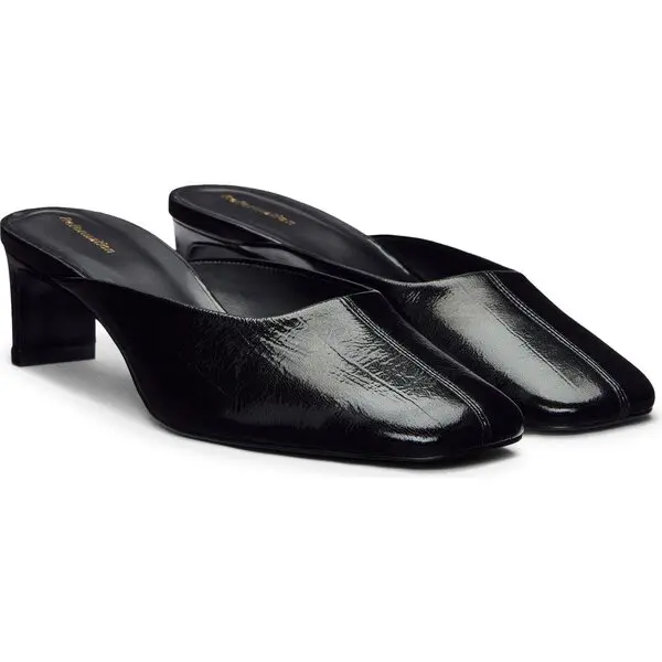 REFORMATION Inez Leather Heeled Mule - Black Eel