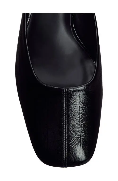 REFORMATION Inez Leather Heeled Mule - Black Eel