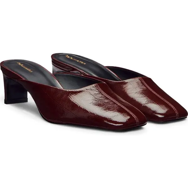 REFORMATION Inez Leather Heeled Mule - Ruby Eel