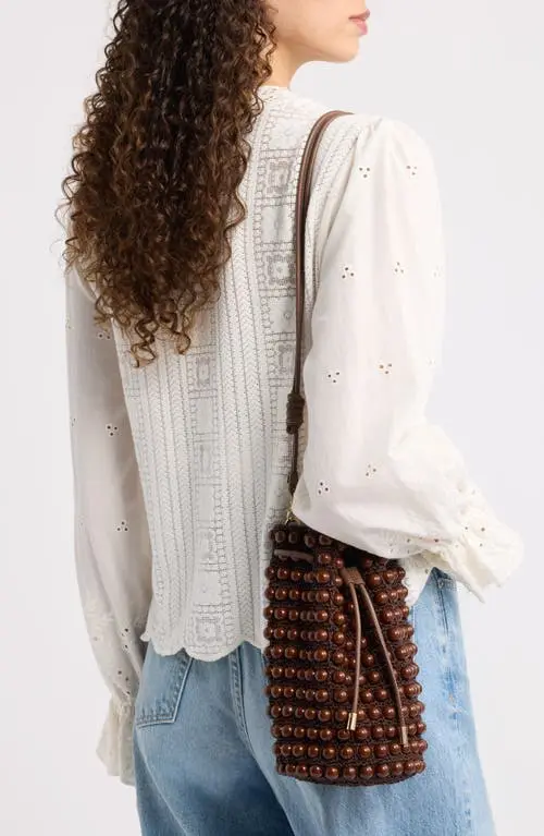 Farm Rio Beaded Macramé Bucket Bag