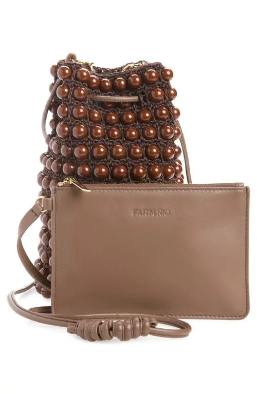 Farm Rio Beaded Macramé Bucket Bag