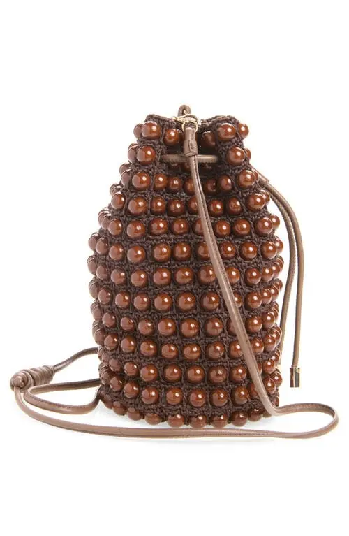Farm Rio Beaded Macramé Bucket Bag