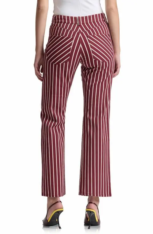 Avec Les Filles Striped High Waist Bootcut Jeans
