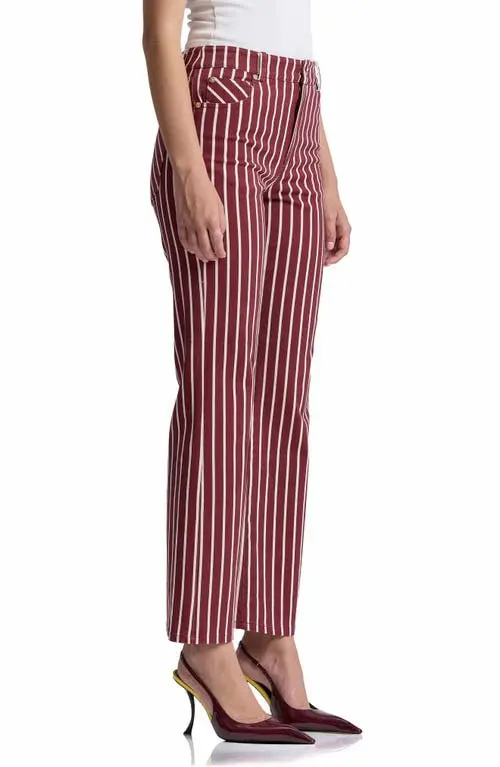 Avec Les Filles Striped High Waist Bootcut Jeans
