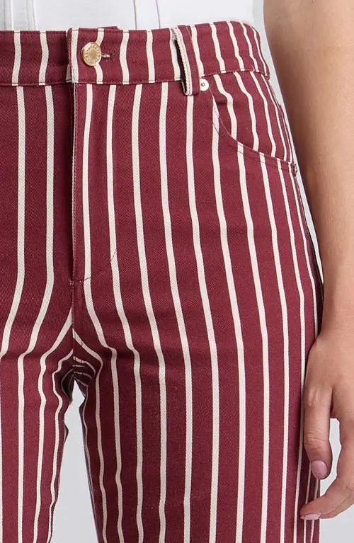 Avec Les Filles Striped High Waist Bootcut Jeans