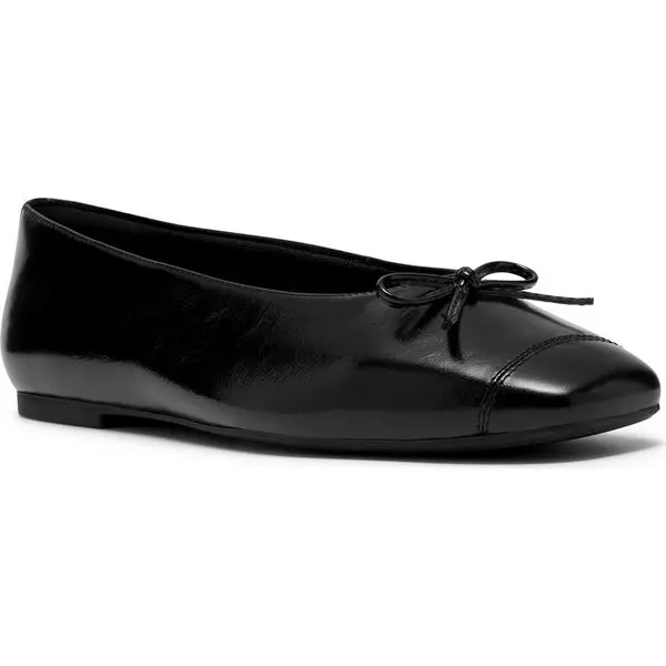 Clarks Befana Bow Leather Flat - Black Leather