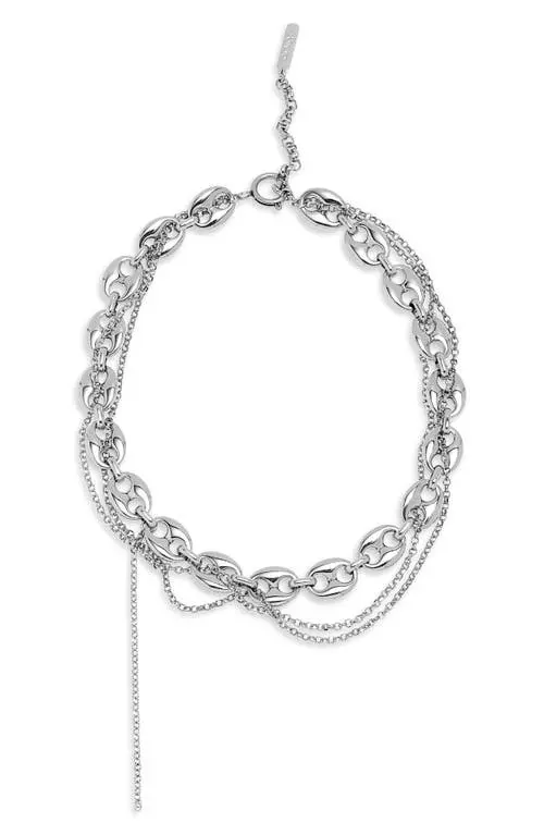 JUSTINE CLENQUET Rocio Mixed Chain Necklace - Palladium