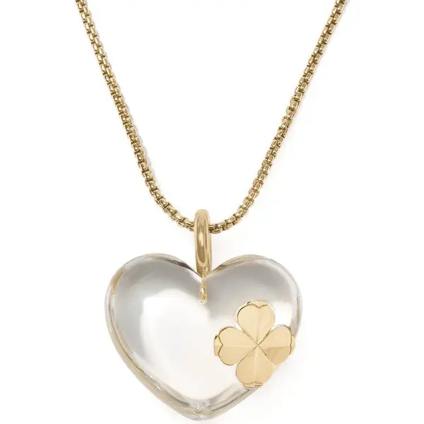 Kate Spade New York Lucite Heart Pendant Necklace - Clear/gold
