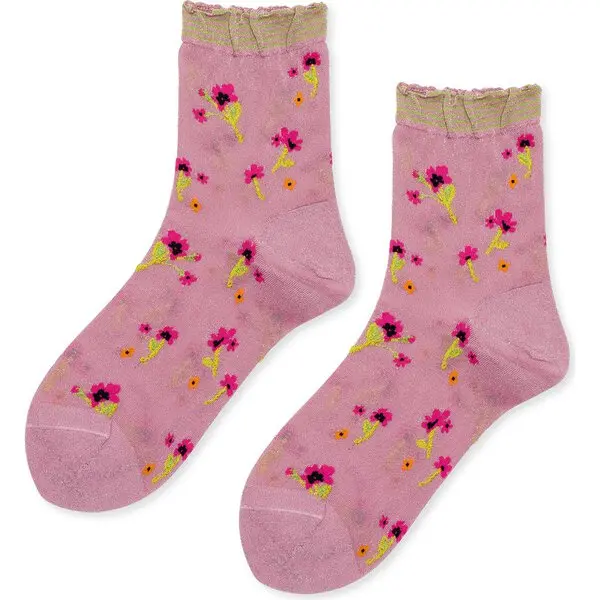 Hansel From Basel Lumiesta Flora Crew Socks - Pink
