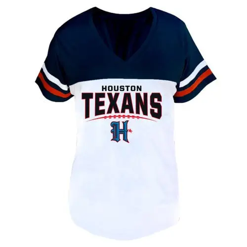 Profile White Houston Texans Split Body V-neck T-shirt - Navy