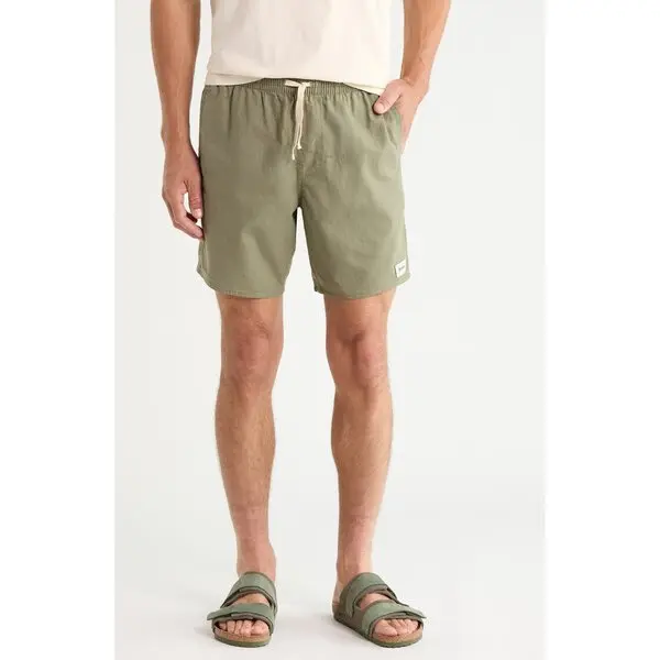 RHYTHM Classic Linen & Cotton Jam Drawstring Shorts - Olive