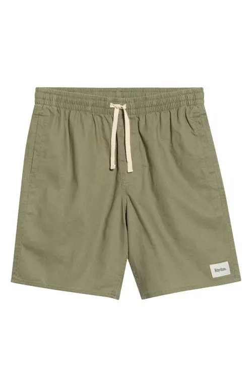 RHYTHM Classic Linen & Cotton Jam Drawstring Shorts - Olive