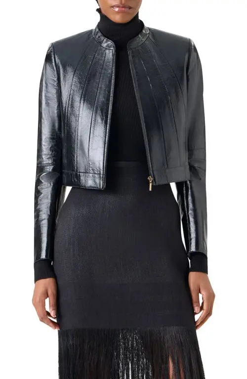 Akris Patent Leather Cropped Jacket - Black