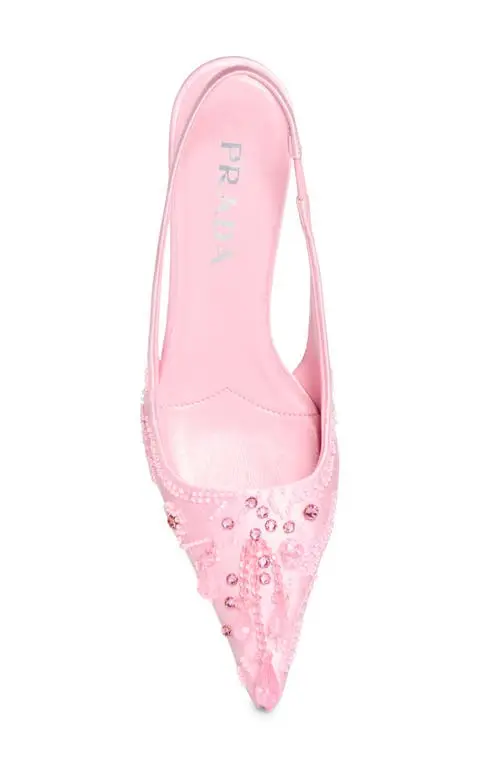 Prada Jewel Runway Slingback Pumps - Bocciolo