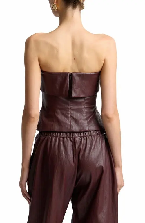 Avec Les Filles Faux Leather Foldover Strapless Top