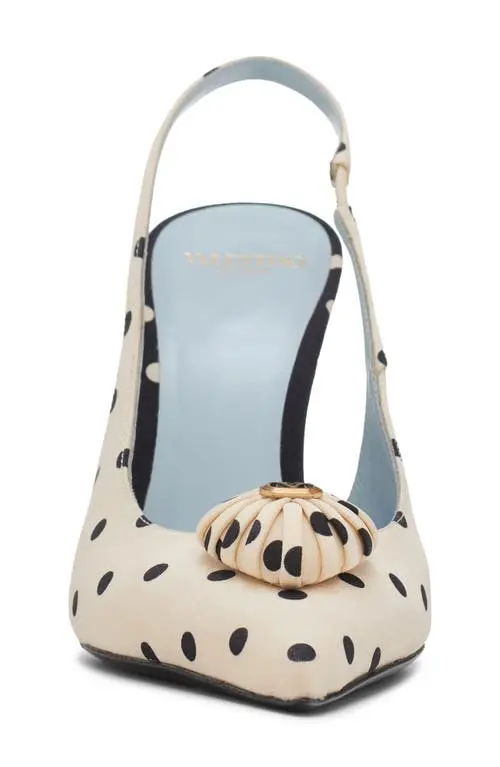 Valentino Garavani Coeur Royal Polka Dot Slingback Pumps - Black/off White