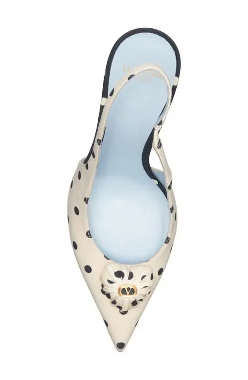 Valentino Garavani Coeur Royal Polka Dot Slingback Pumps - Black/off White