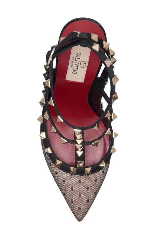 Valentino Garavani Rockstud Tulle Mesh Pump