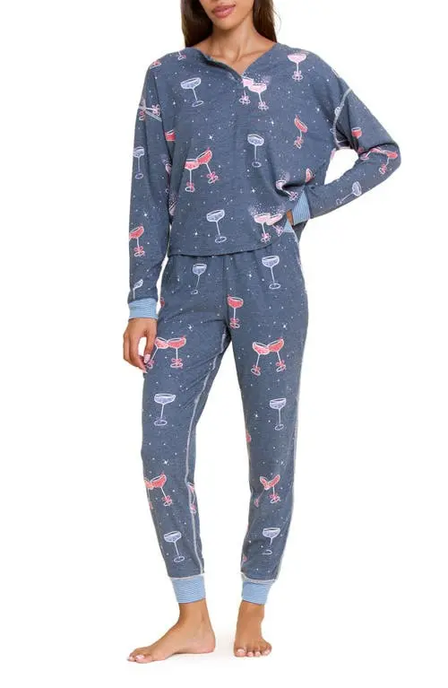 Honeydew Intimates Cuddle Crew Henley Pajamas - Navy Sparkle Hour