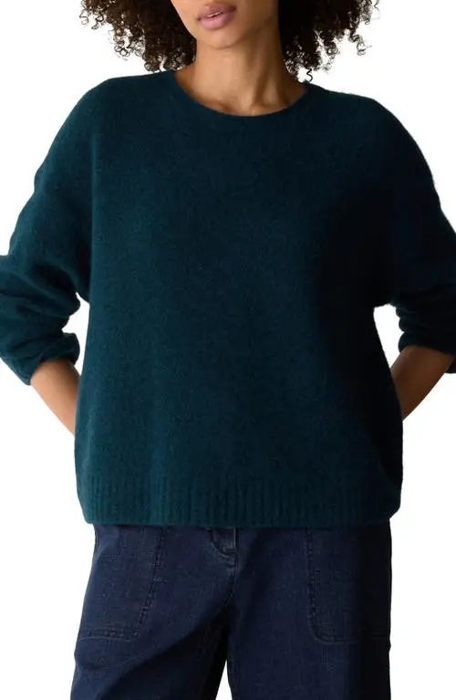 Eileen Fisher Cashmere Blend Crewneck Sweater With Silk - Sailor Blue