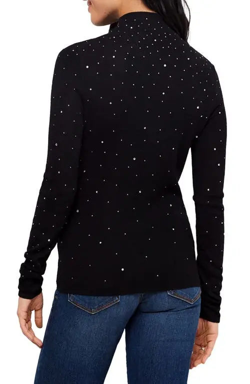 Karen Kane Rhinestone Mock Neck Sweater - Black