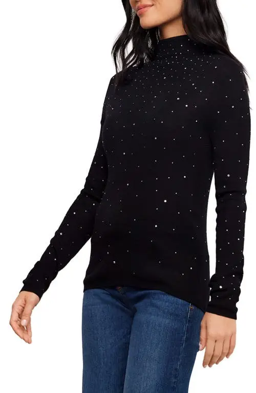 Karen Kane Rhinestone Mock Neck Sweater - Black