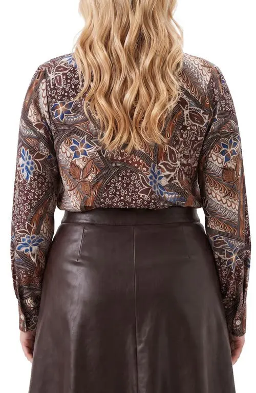 Karen Kane Bow Split Neck Long Sleeve Top