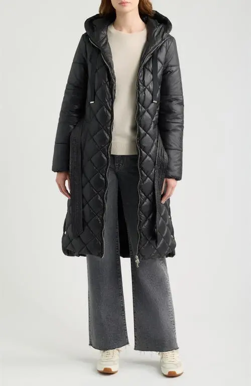 Love Token Malik Quilted Puffer Coat - Black