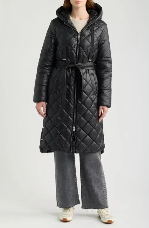 Love Token Malik Quilted Puffer Coat - Black