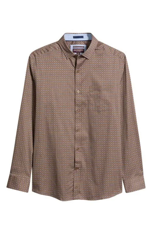 Johnston & Murphy Logan Print Button-up Shirt - Brown/navy Multi Diamond