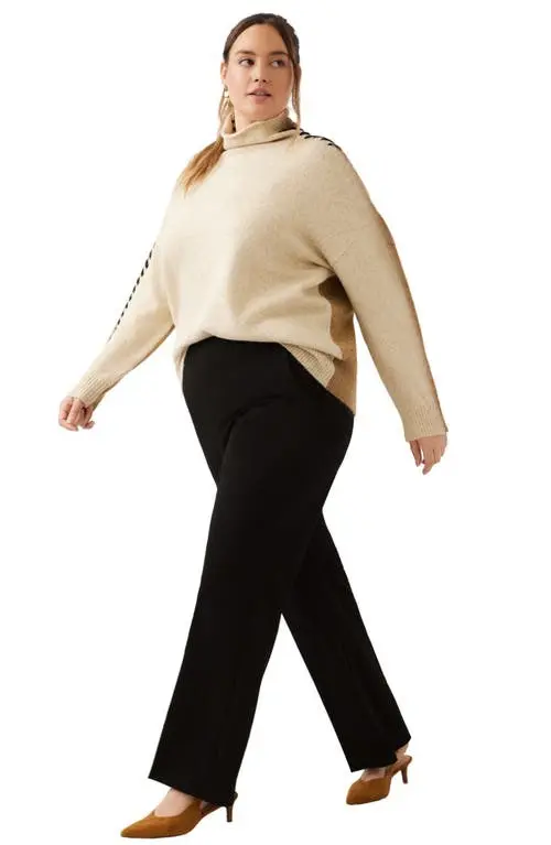 Karen Kane Contrast Stitch Mock Neck Sweater