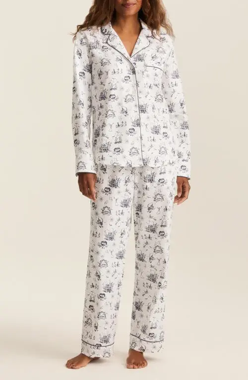 PETITE PLUME Cotton Twill Pajama Set - White
