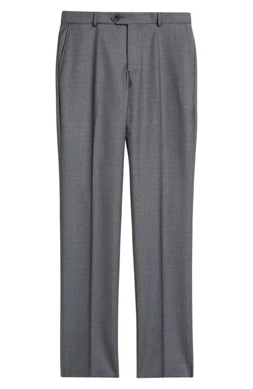 Berle Flat Front Serge Wool Dress Pants - Blue Mix