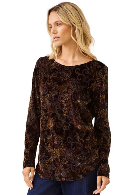 Karen Kane Velvet Burnout Paisley Shirttail Top
