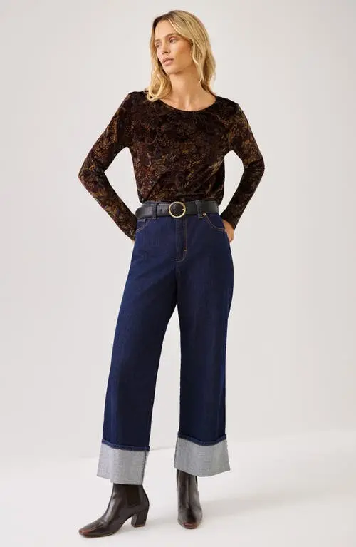 Karen Kane Velvet Burnout Paisley Shirttail Top