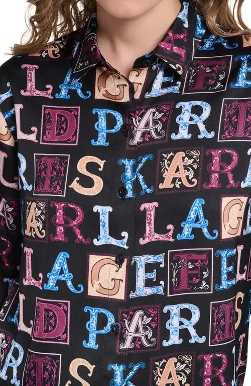 Karl Lagerfeld Paris Eiffel Tower Button-up Top - Black Multi