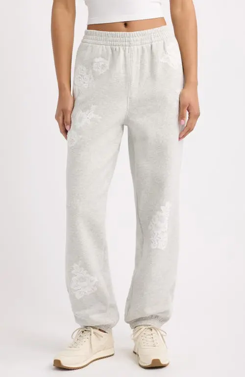 LoveShackFancy Lilia Lace Appliqué Sweatpants - Silver Fog Heather