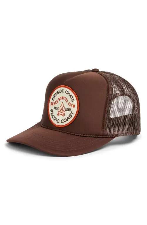 FRIDAY FEELIN’ Fireside Chats Patch Trucker Hat - Brown