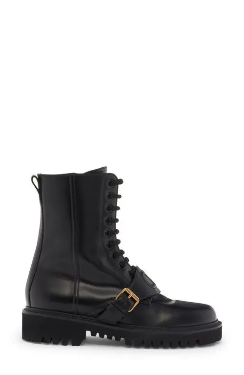 Valentino Garavani Vlogo Leather Combat Boot