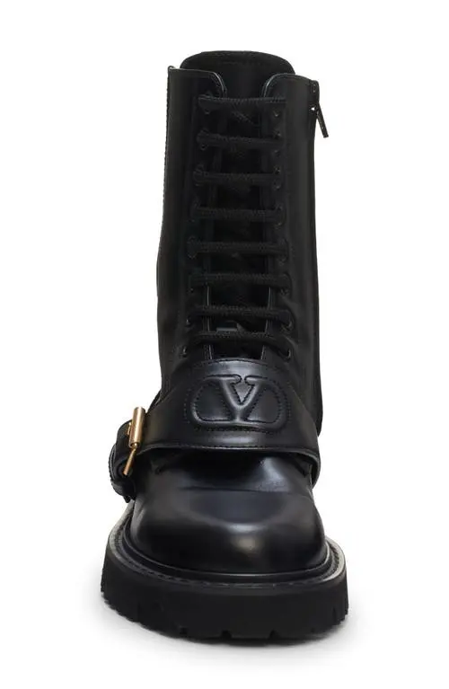 Valentino Garavani Vlogo Leather Combat Boot