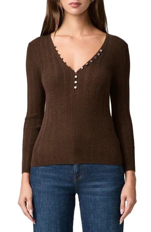Paige Ginnette Button Rib Sweater - Hickory