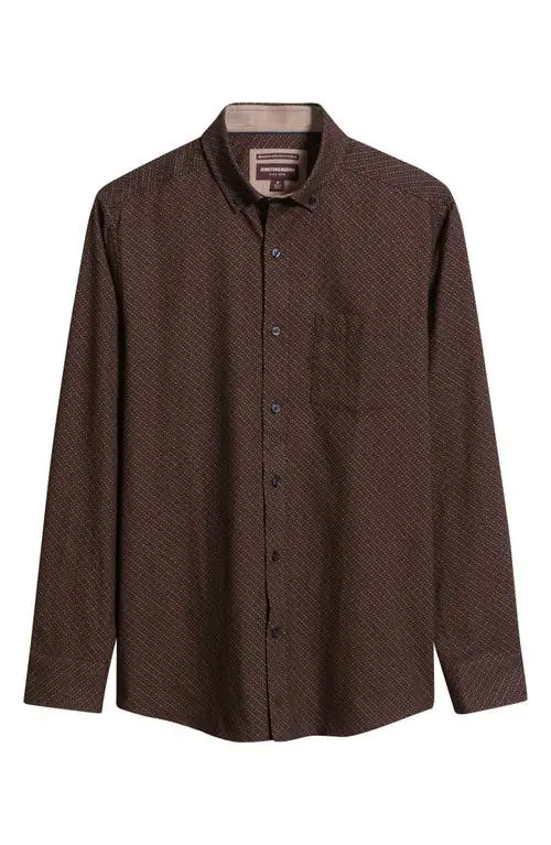 Johnston & Murphy Lane Print Cotton Button-up Shirt - Brown/navy Linked Oval
