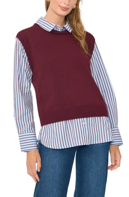 Vince Camuto Crewneck Sweater Vest Two-fer - Winetasting
